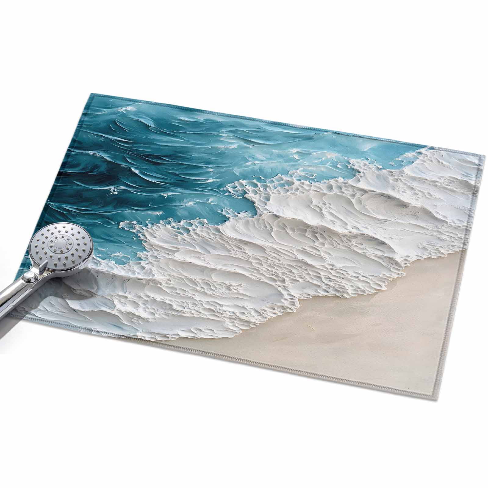 Area Rug 2x3ft Blue White Ocean Wave Washable Area Rugs for Living Room ...