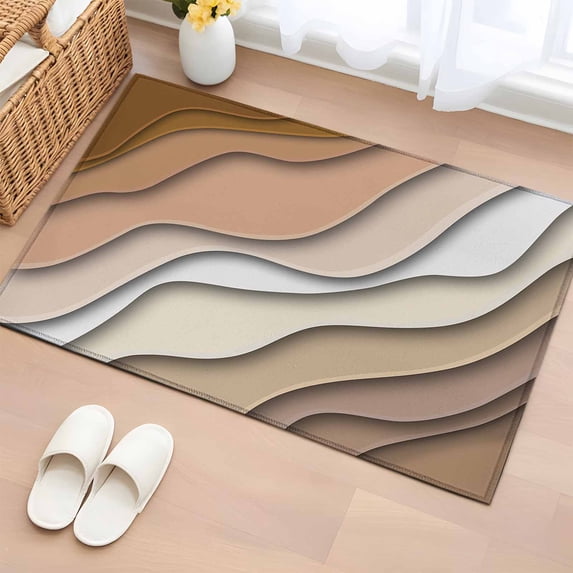 Area Rug 2x3ft Brown Stripe Abstract Geometric Area Rugs Washable Low ...