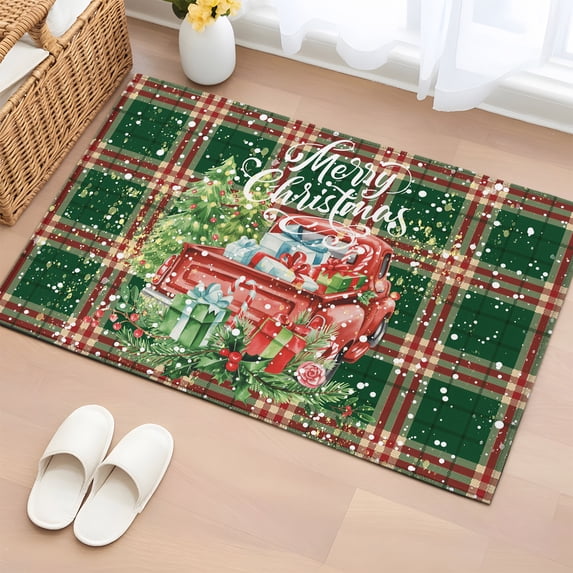 Area Rug 2x3ft, Christmas Tree Farmhouse Truck Washable Rugs for Living ...