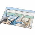 Area Rug 2x3ft Coastal Blue White Starfish Shell Washable Area Rugs for ...