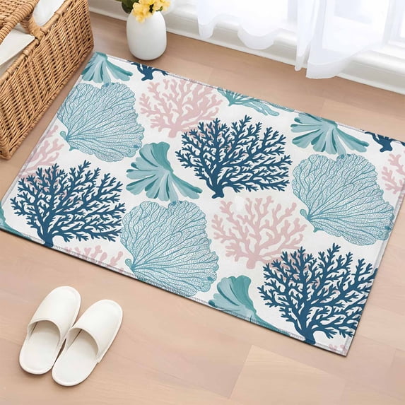 Area Rug 2x3ft Coastal Sea Coral Seaweed Area Rugs Washable Low Pile ...
