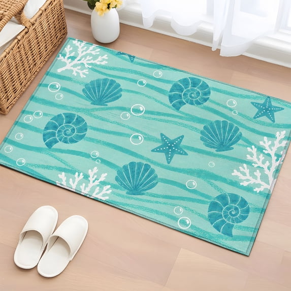 Area Rug 2x3ft Coastal Shell Conch Floor Entryway Rugs Indoor Floor ...