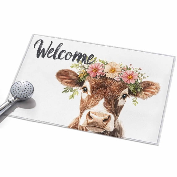 Area Rug 2x3ft Cute Bull Washable Area Rugs for Living Room Flowers ...