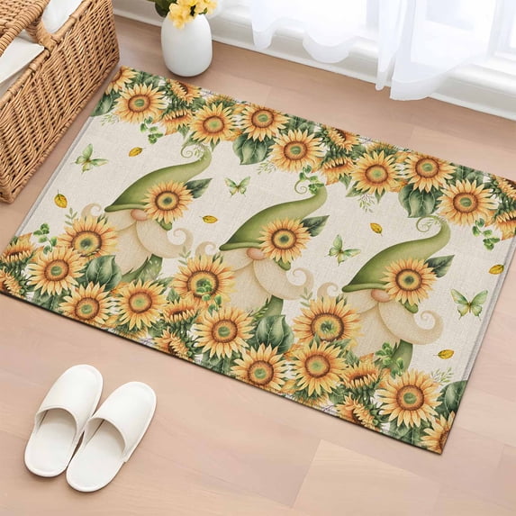 Area Rug 2x3ft, Fall Gnome Watercolor Sunflower Washable Rugs for ...