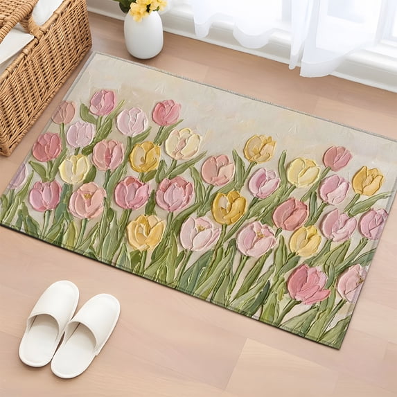 Area Rug 2x3ft, Farm Flowers Tulip Field Washable Rugs for Living Room ...