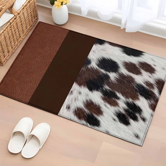 Area Rug 2x3ft Farmhouse Leather Texture Area Rugs Washable Low Pile ...