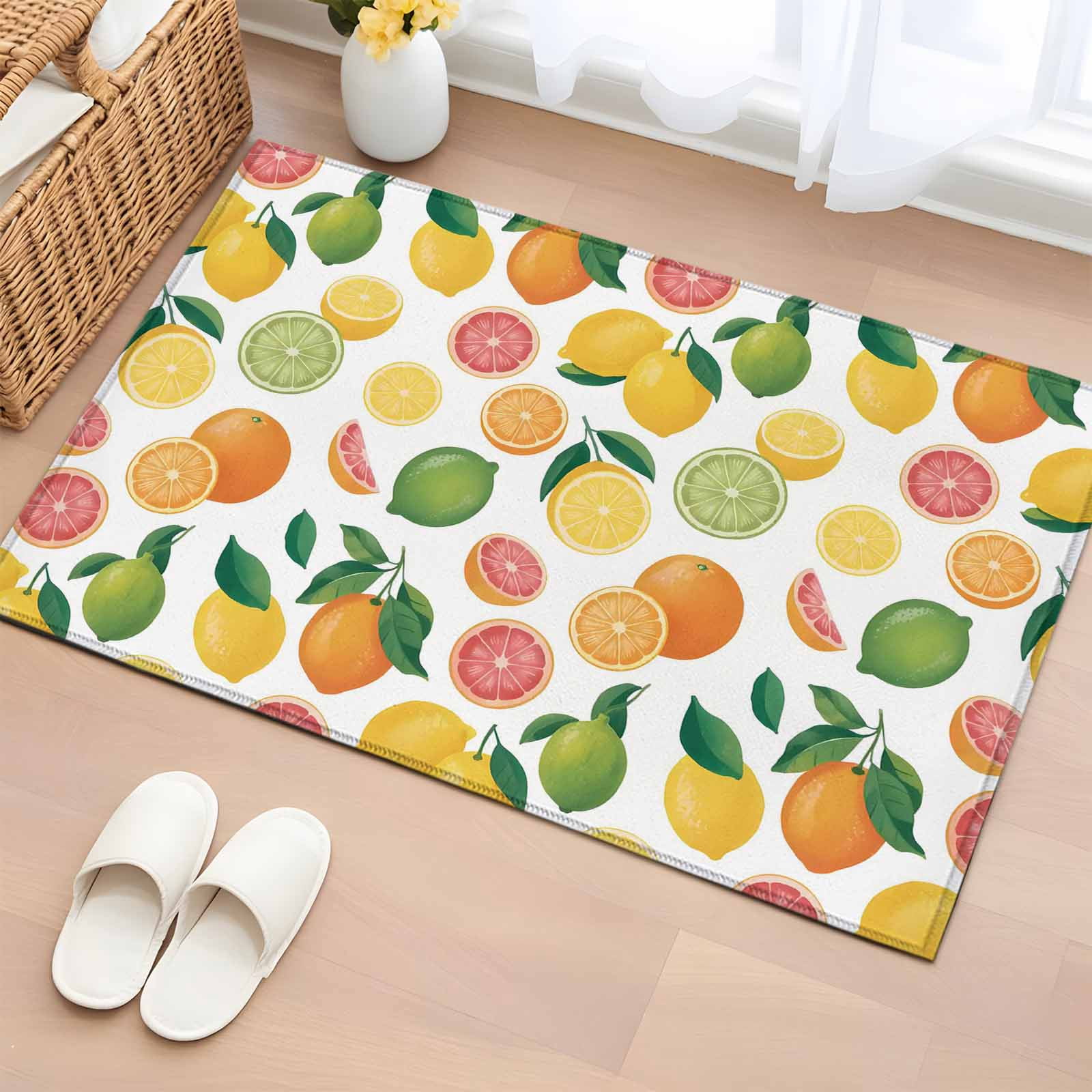 Area Rug 2x3ft Farmhouse Lemon Orange Grapefruit Area Rugs Washable Low ...