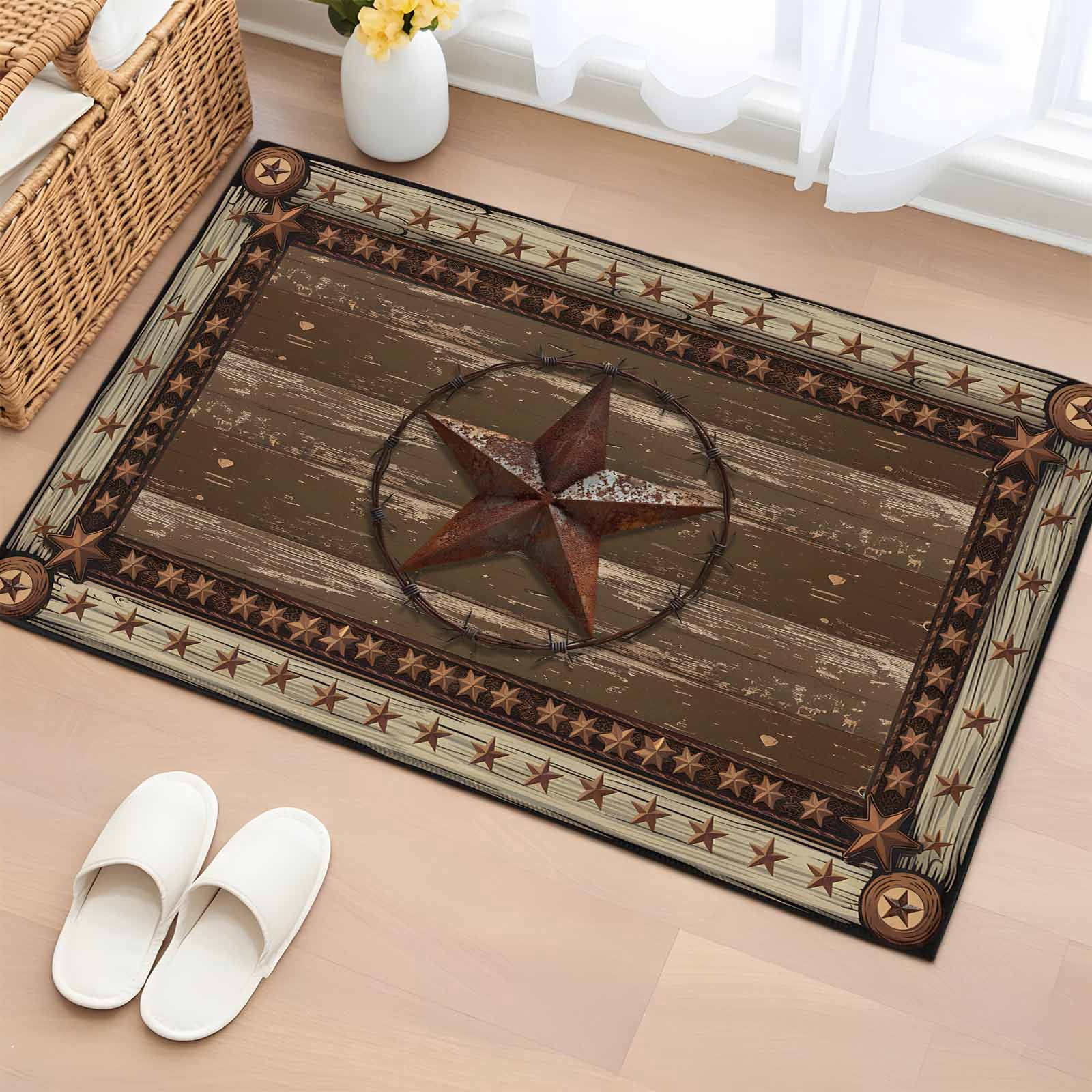 Area Rug 2x3ft Farmhouse Vintage Country Star Area Rugs Washable Low ...