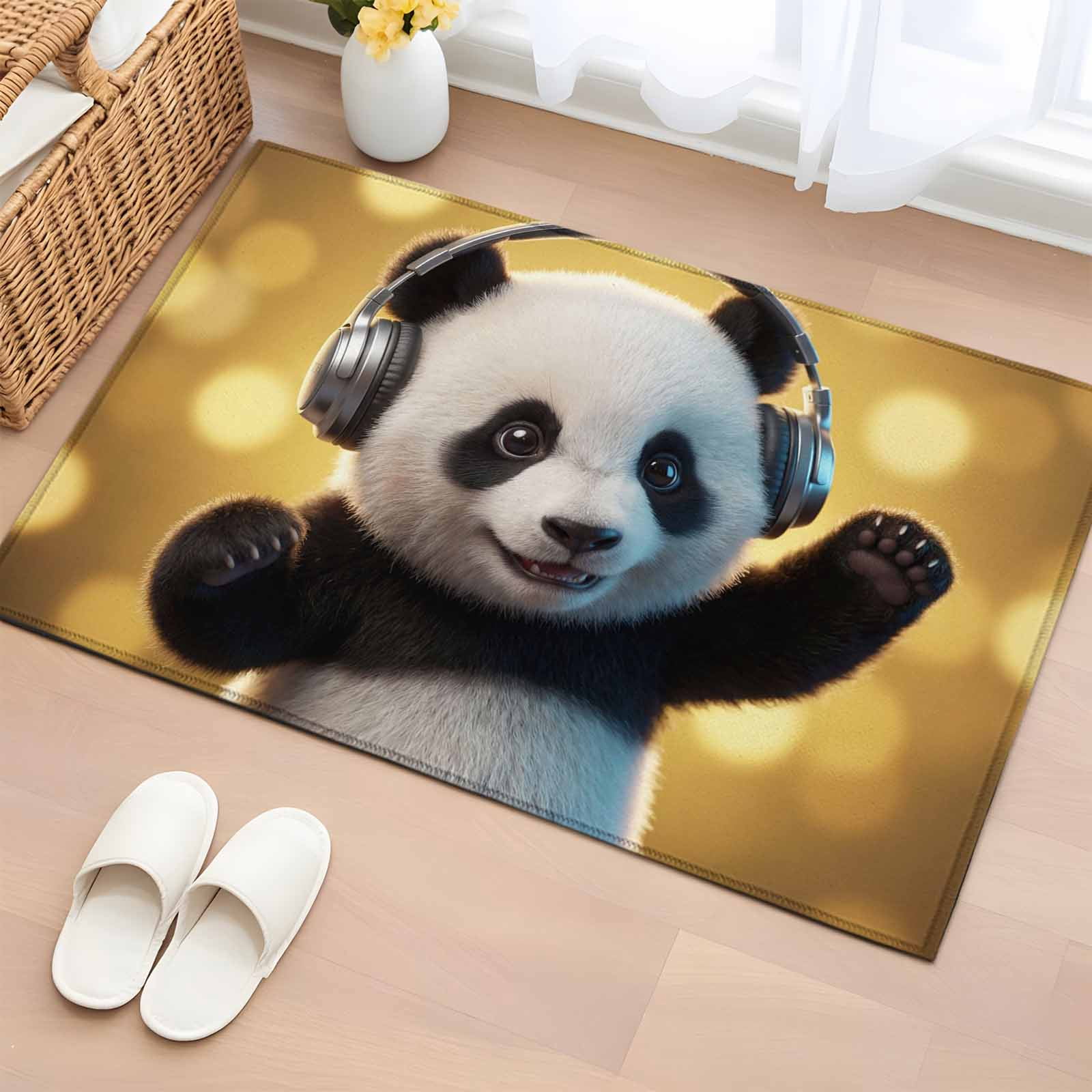 Area Rug 2x3ft, Funny Panda Headphones Washable Rugs for Living Room ...