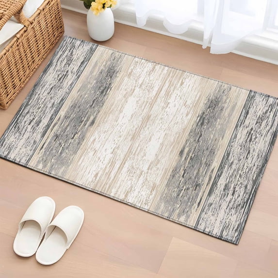 Area Rug 2x3ft Gray Wood Grain Floor Entryway Rugs Indoor Floor Area ...