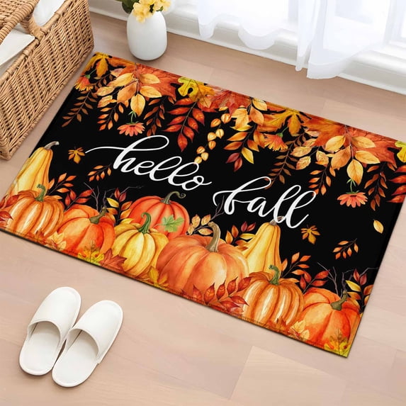 Area Rug 2x3ft, Hello Fall Thanksgiving Pumpkin Washable Rugs for ...
