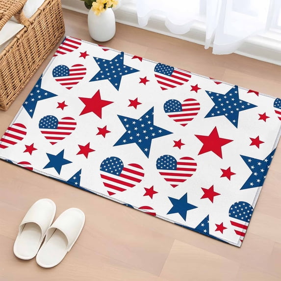 Area Rug 2x3ft Independence Day Patriotic Heart Flags Area Rugs ...