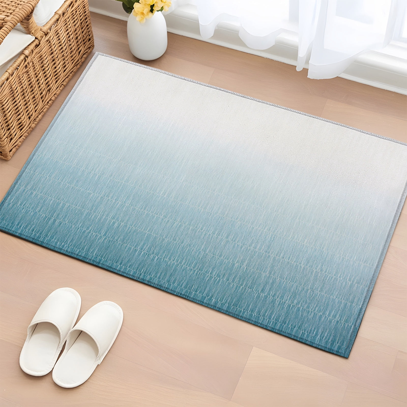 Area Rug 2x3ft Ombre Teal Blue Floor Entryway Rugs Indoor Floor Area ...