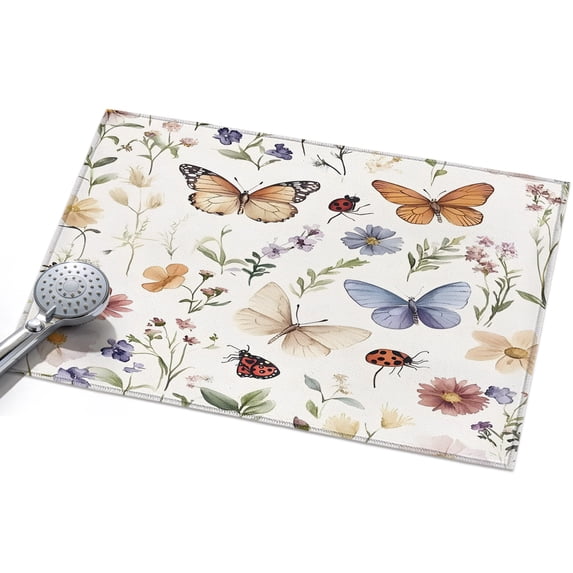 Area Rug 2x3ft Orange Blue Flowers Butterfly Washable Area Rugs for ...