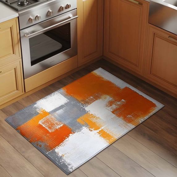 Area Rug 2x3ft Orange Graffiti Washable Area Rugs for Living Room ...