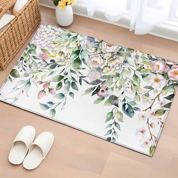 Area Rug 2x3ft Pastoral Eucalyptus Blossom Floral Area Rugs Washable ...