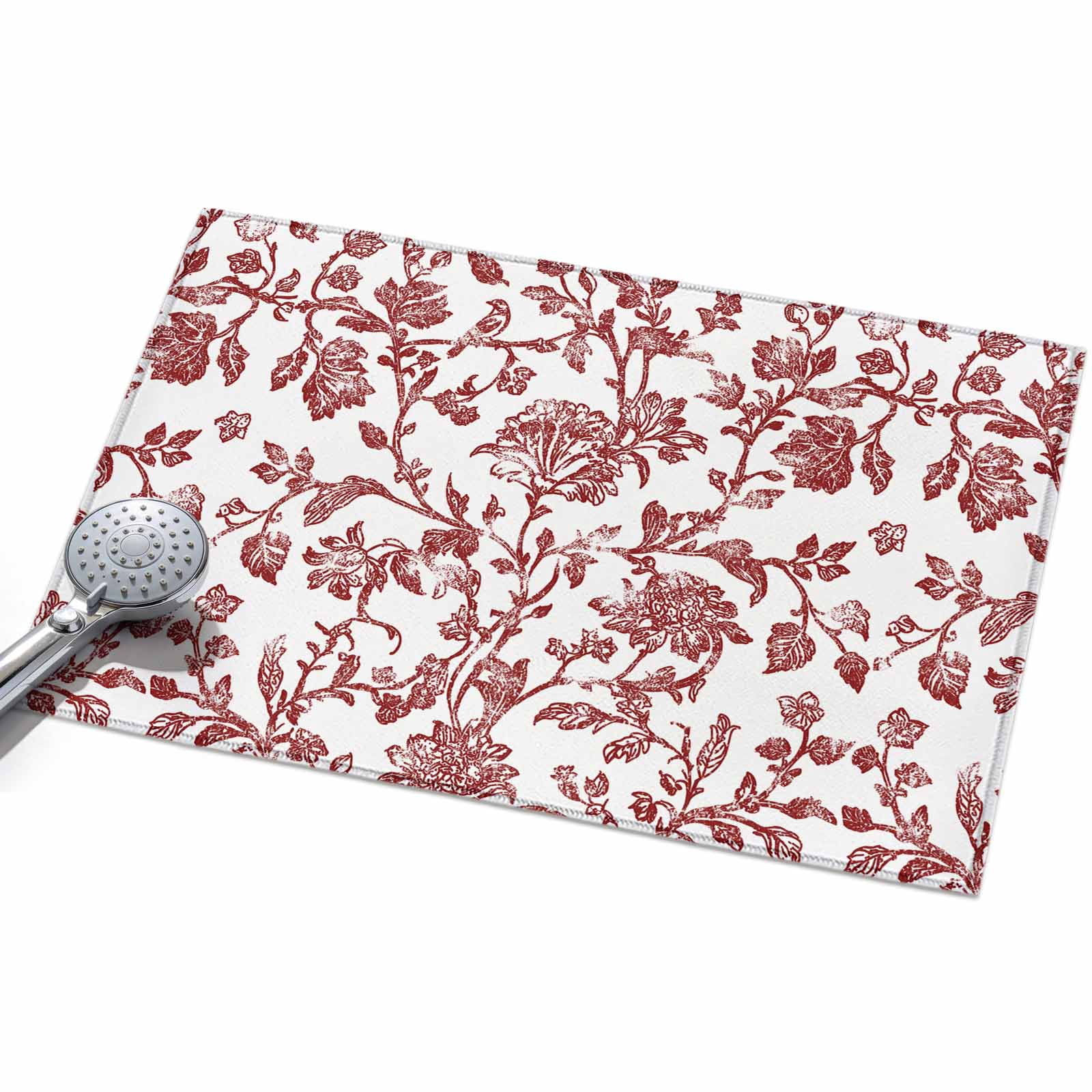 Area Rug 2x3ft Red Pastoral Flower Washable Area Rugs for Living Room ...
