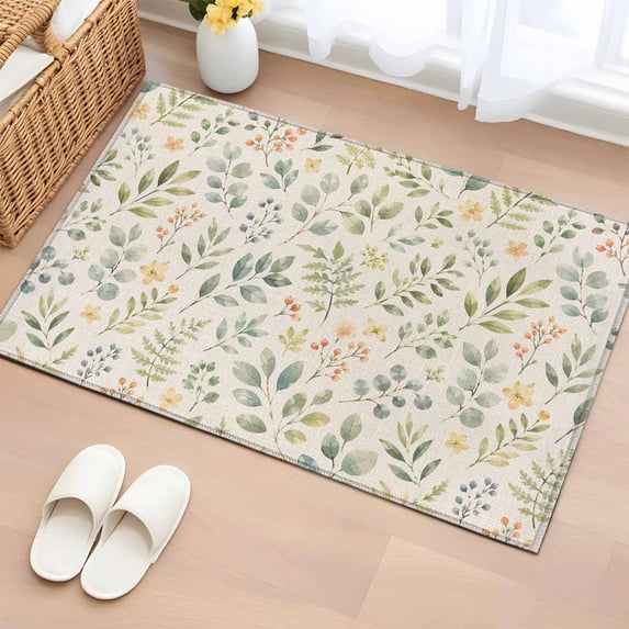 Area Rug 2x3ft Retro Autumn Green Leaves Area Rugs Washable Low Pile ...