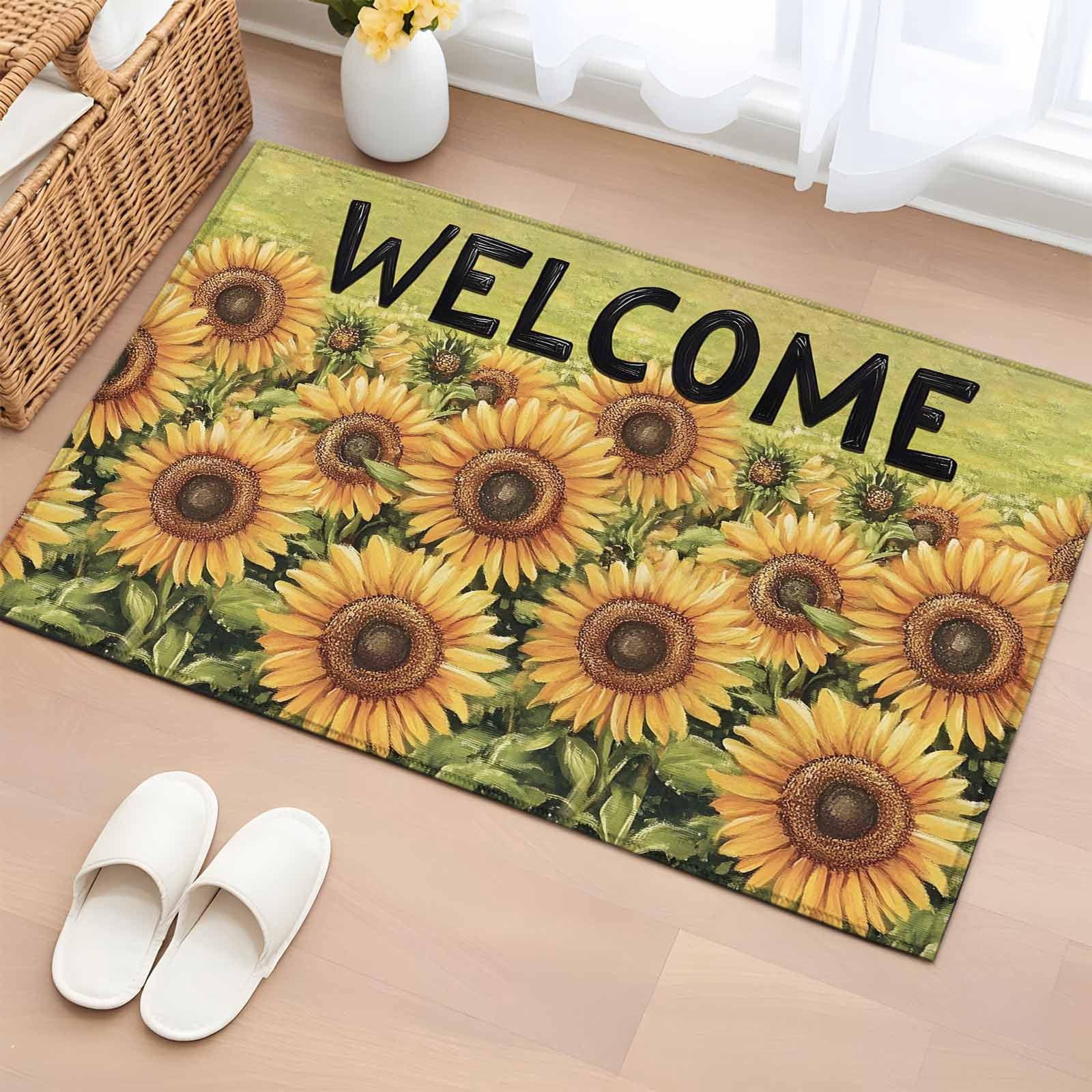 Area Rug 2x3ft, Retro Farmhouse Pastoral Sunflowers Washable Rugs for ...