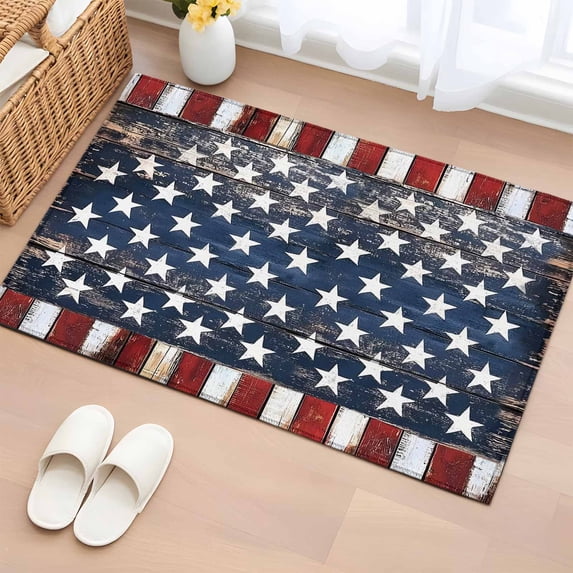 Area Rug 2x3ft Retro Farmhouse Stars Stripes Area Rugs Washable Low ...