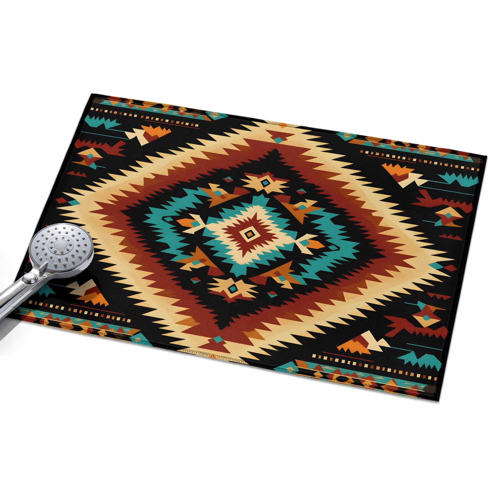 Area Rug 2x3ft Retro Geometric Yellow Green Texture Washable Area Rugs ...