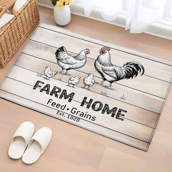 Area Rug 2x3ft Rustic Chicken Animal Farm Quote Area Rugs Washable Low ...