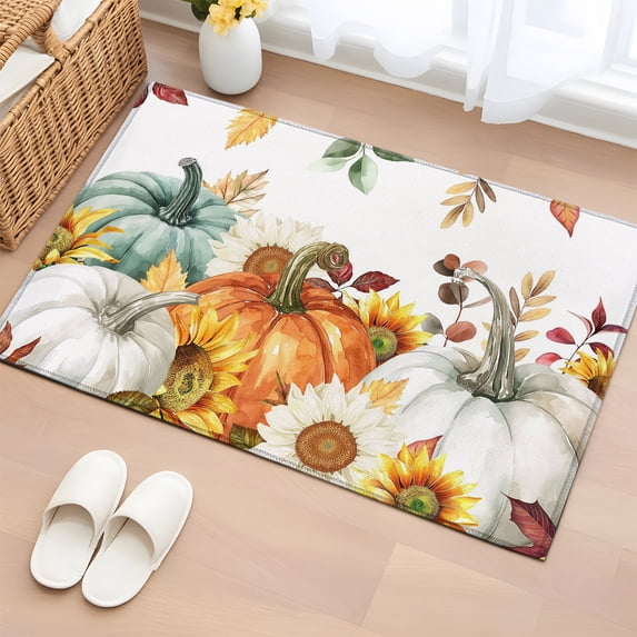 Area Rug 2x3ft, Rustic Thanksgiving Pumpkin Washable Rugs for Living ...