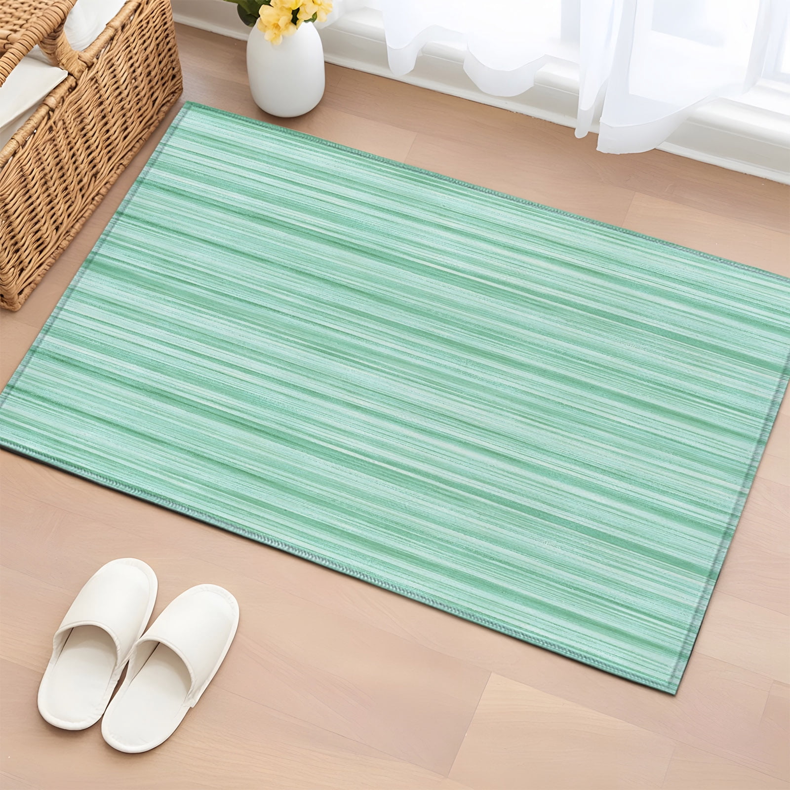 Area Rug 2x3ft Sage Green Lines Texture Floor Entryway Rugs Indoor ...