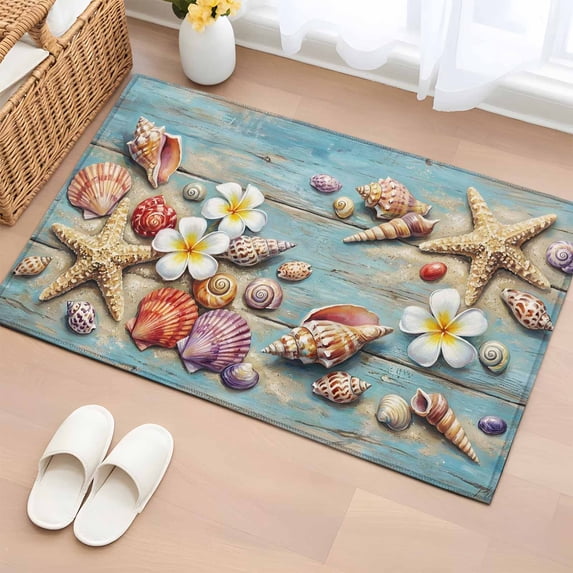 Area Rug 2x3ft Sea Stars Shells Carnival Flowers Area Rugs Washable Low ...