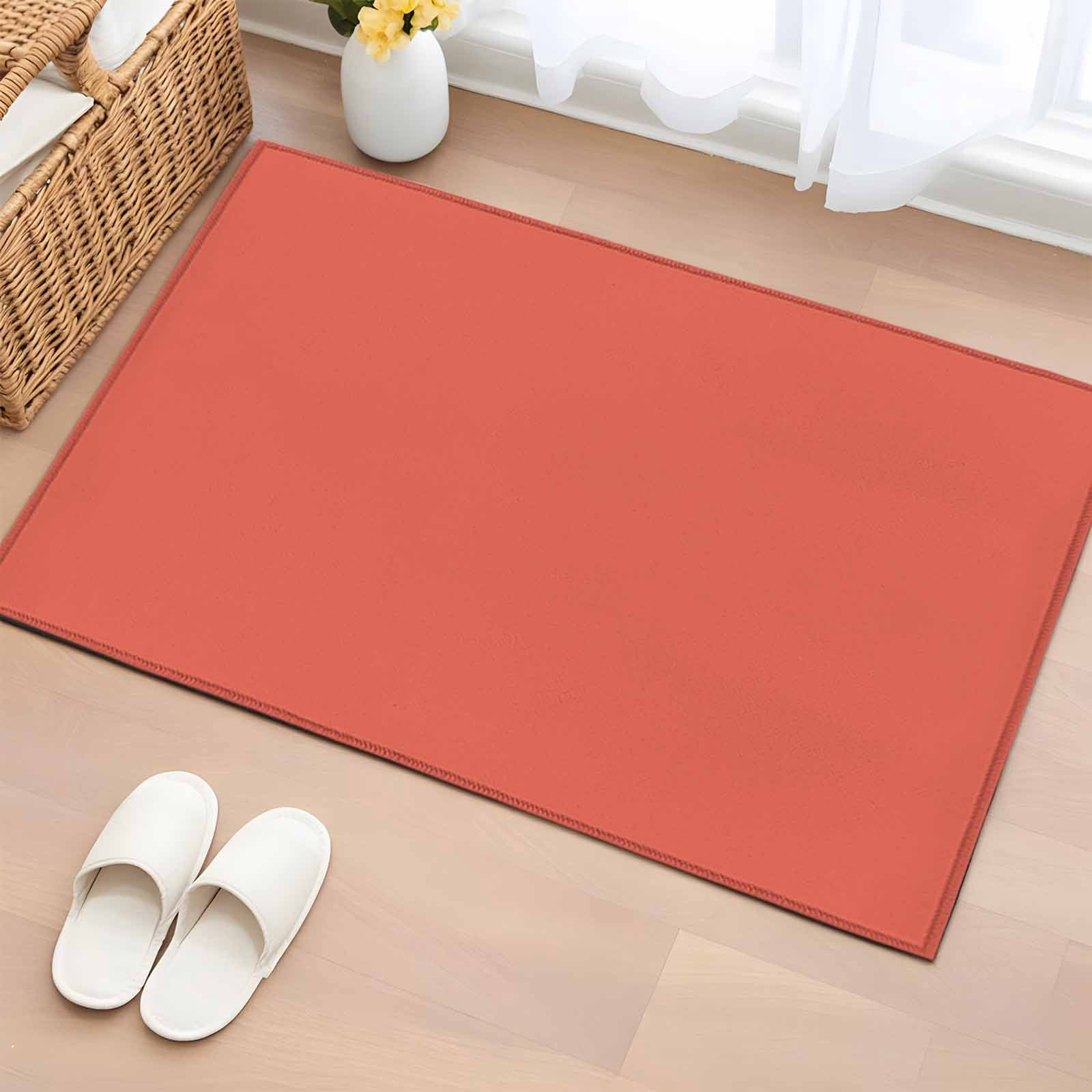 Area Rug 2x3ft Solid Color Coral Red Area Rugs Washable Low Pile Floor ...