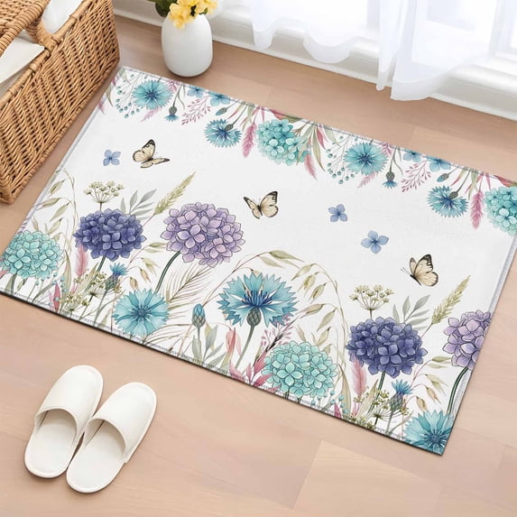 Area Rug 2x3ft Spring Flower Thistle Hydrangea Area Rugs Washable Low ...