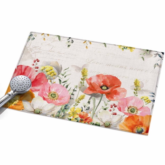Area Rug 2x3ft Spring Flowers Orange Red Washable Area Rugs for Living ...