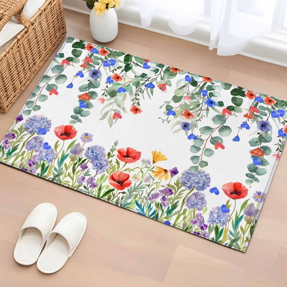 Area Rug 2x3ft, Spring Garden Blossom Flower Leaf Washable Rugs for ...