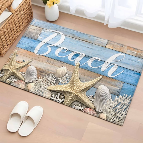 Area Rug 2x3ft Summer Beach Starfish Shell Area Rugs Washable Low Pile ...