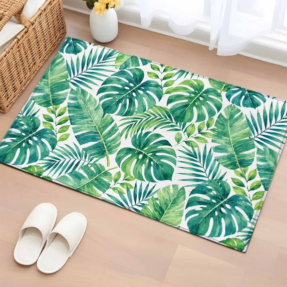 Area Rug 2x3ft, Summer Palm Leaf Monstera Washable Rugs for Living Room ...