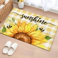Area Rug 2x3ft Summer Sunflower Bee Yellow Plaid Area Rugs Washable Low ...