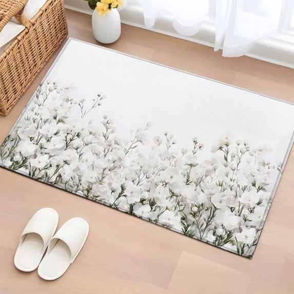 Area Rug 2x3ft Summer White Gardenia Flower Area Rugs Washable Low Pile ...