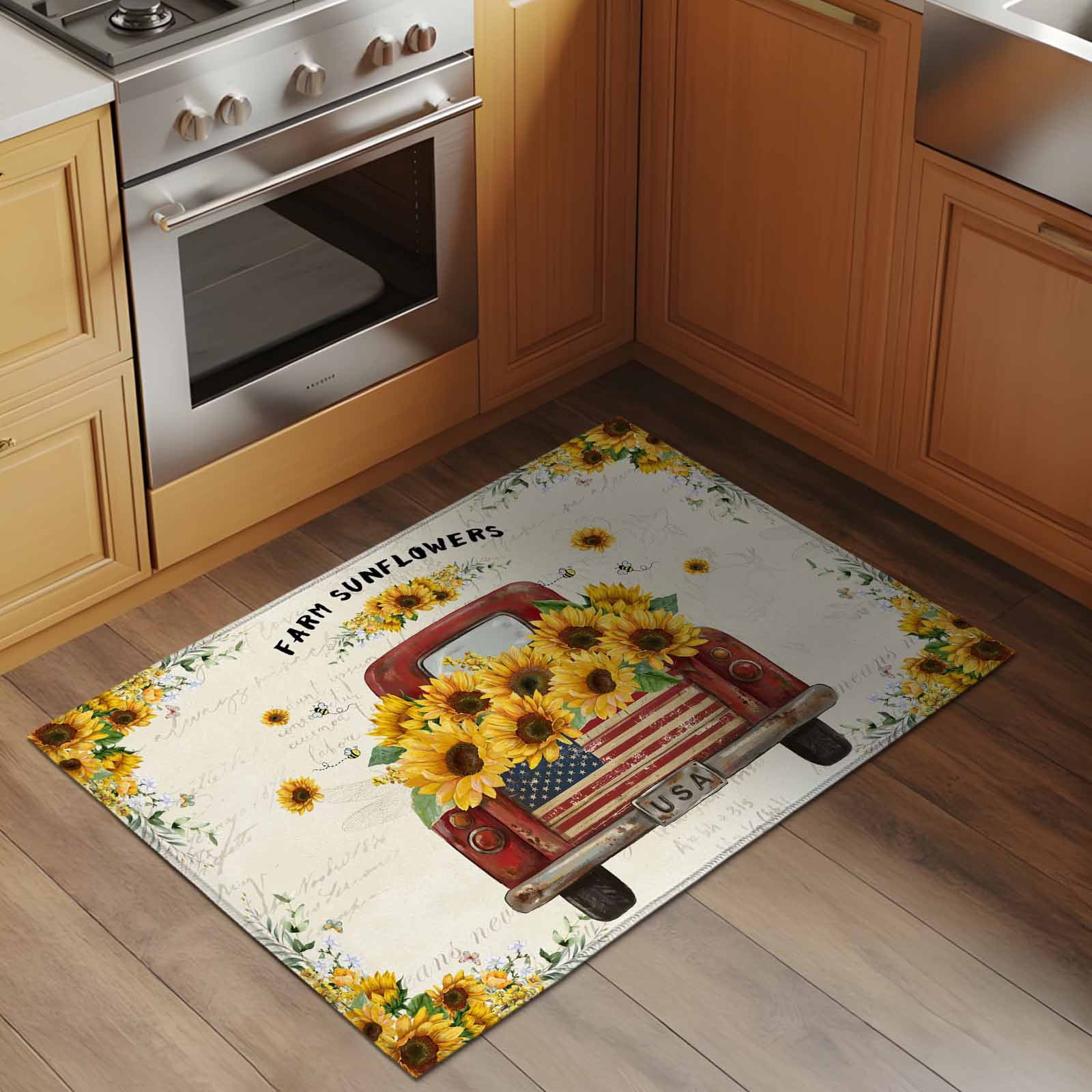 Area Rug 2x3ft Sunflower Red Truck Washable Area Rugs for Living Room ...