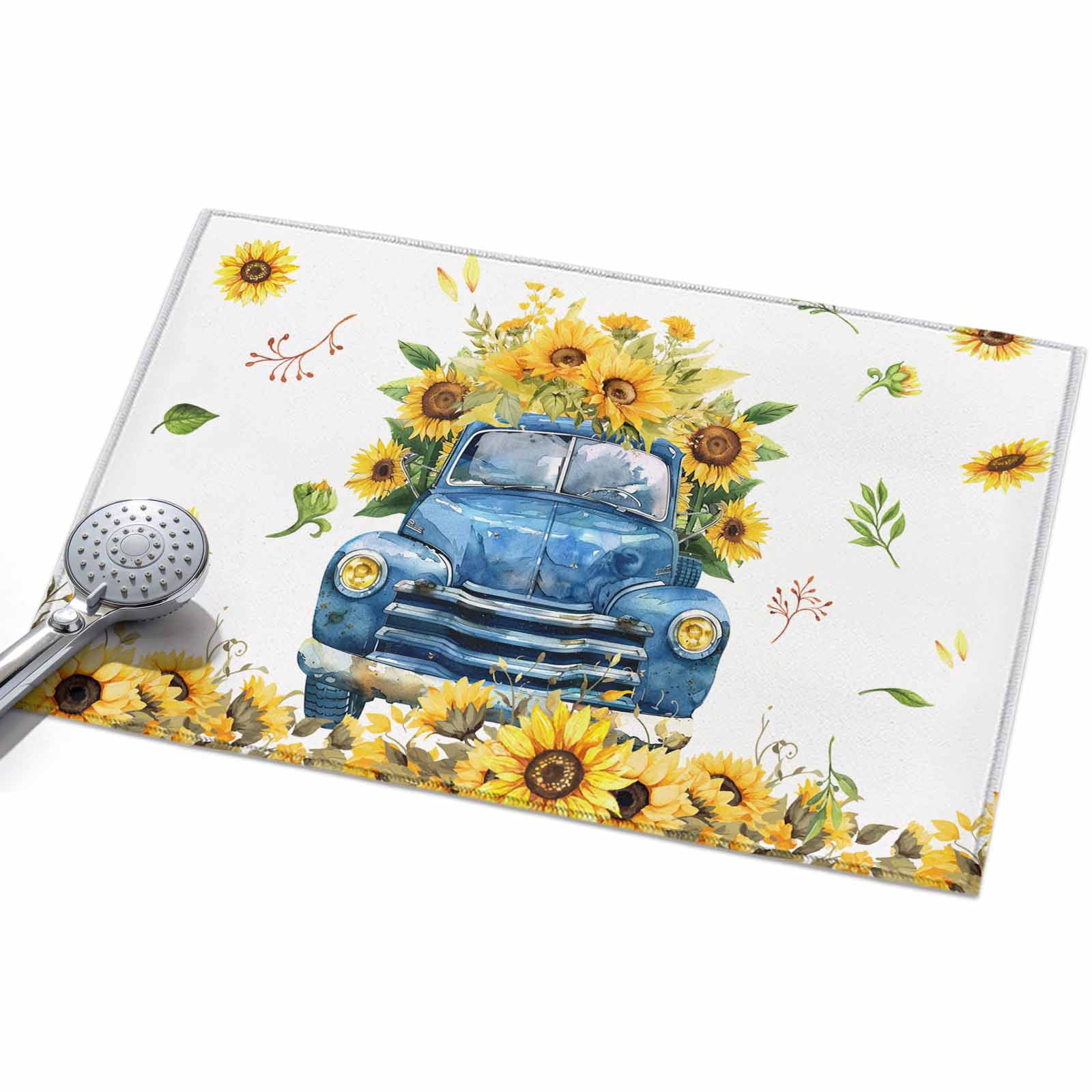 Area Rug 2x3ft Sunflower Truck Washable Area Rugs for Living Room ...