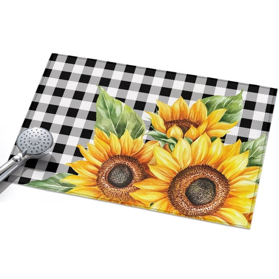 Area Rug 2x3ft Sunflower Washable Area Rugs for Living Room Black ...