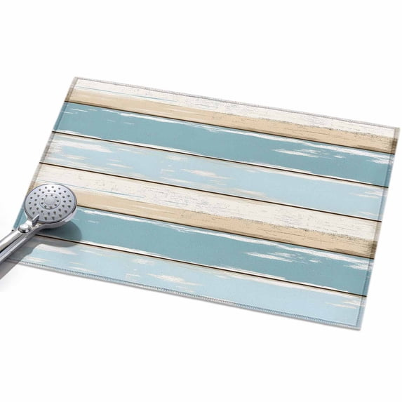 Area Rug 2x3ft Teal Blue Wood Grain Washable Area Rugs for Living Room ...