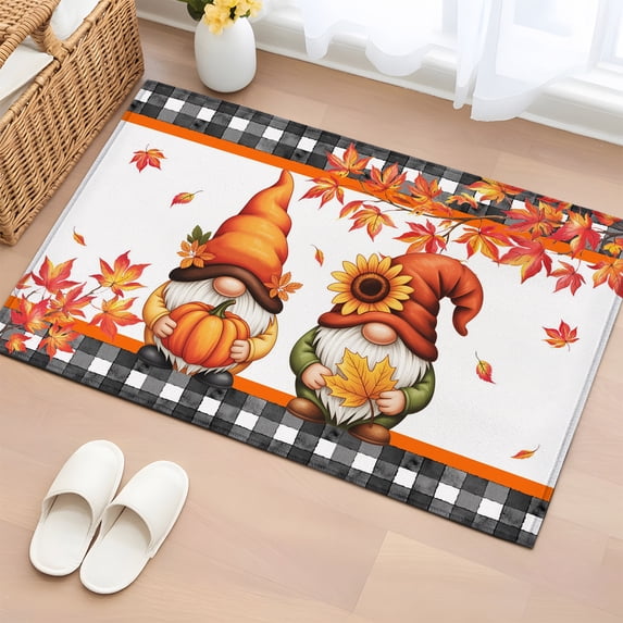 Area Rug 2x3ft, Thanksgiving Gnomes Pumpkin Maple Leaf Washable Rugs ...