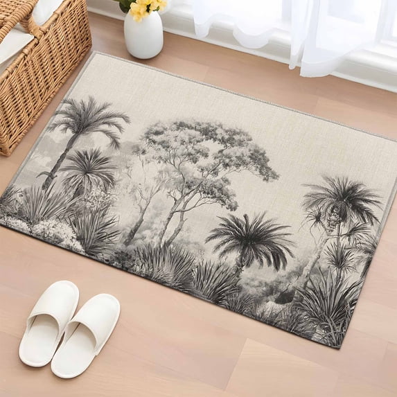 Area Rug 2x3ft, Tropical Dense Forest on Burlap Washable Rugs for ...