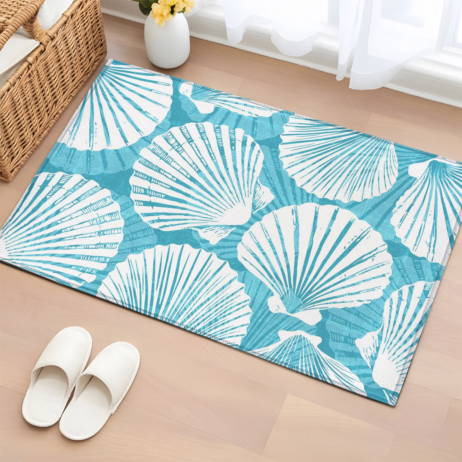 Area Rug 2x3ft Turquoise Sea Shell Floor Entryway Rugs Indoor Floor ...