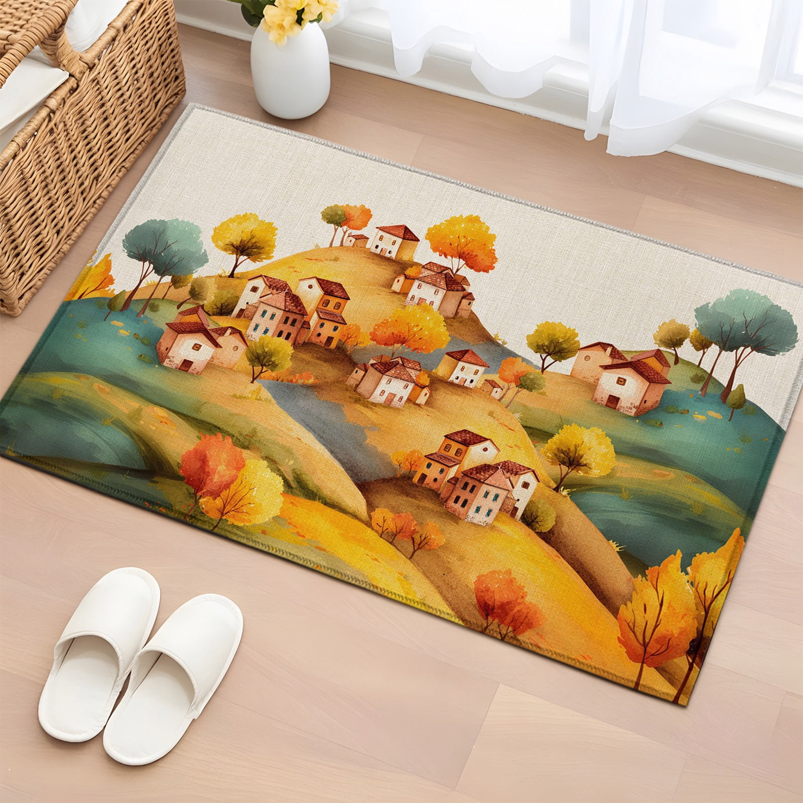 Area Rug 2x3ft, Vintage Autumn Country House Washable Rugs for Living ...