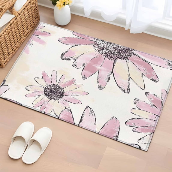 Area Rug 2x3ft Watercolor Blossom Pink Flower Area Rugs Washable Low ...