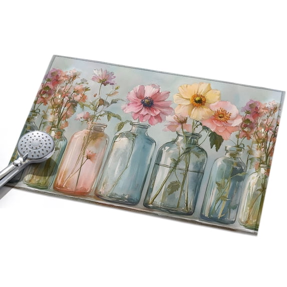 Area Rug 2x3ft Watercolor Pink Yellow Flowers Washable Area Rugs for ...