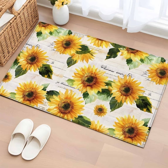 Area Rug 2x3ft, Watercolor Sunflower Flower Art Washable Rugs for ...