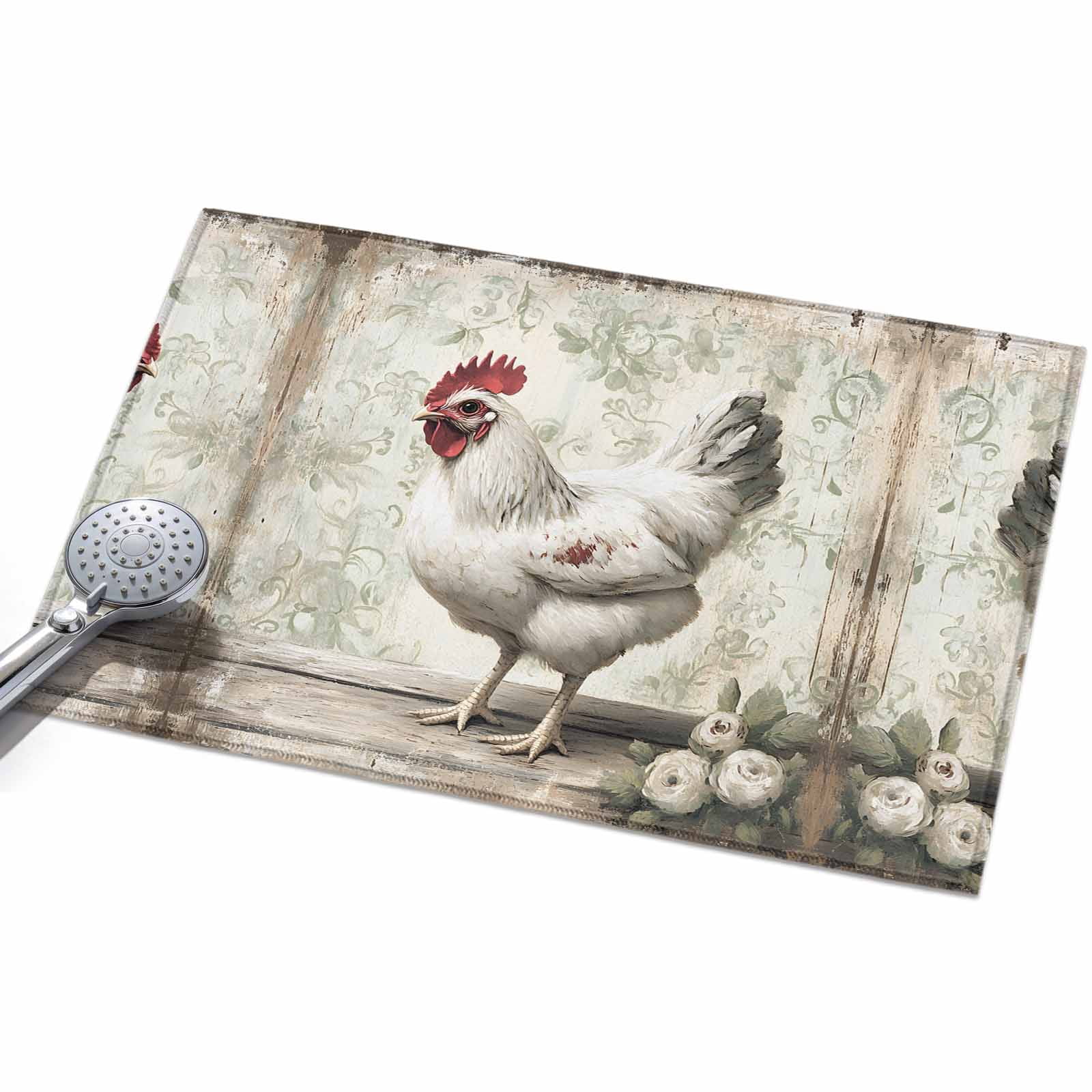 Area Rug 2x3ft White Chicken Washable Area Rugs for Living Room Rustic ...