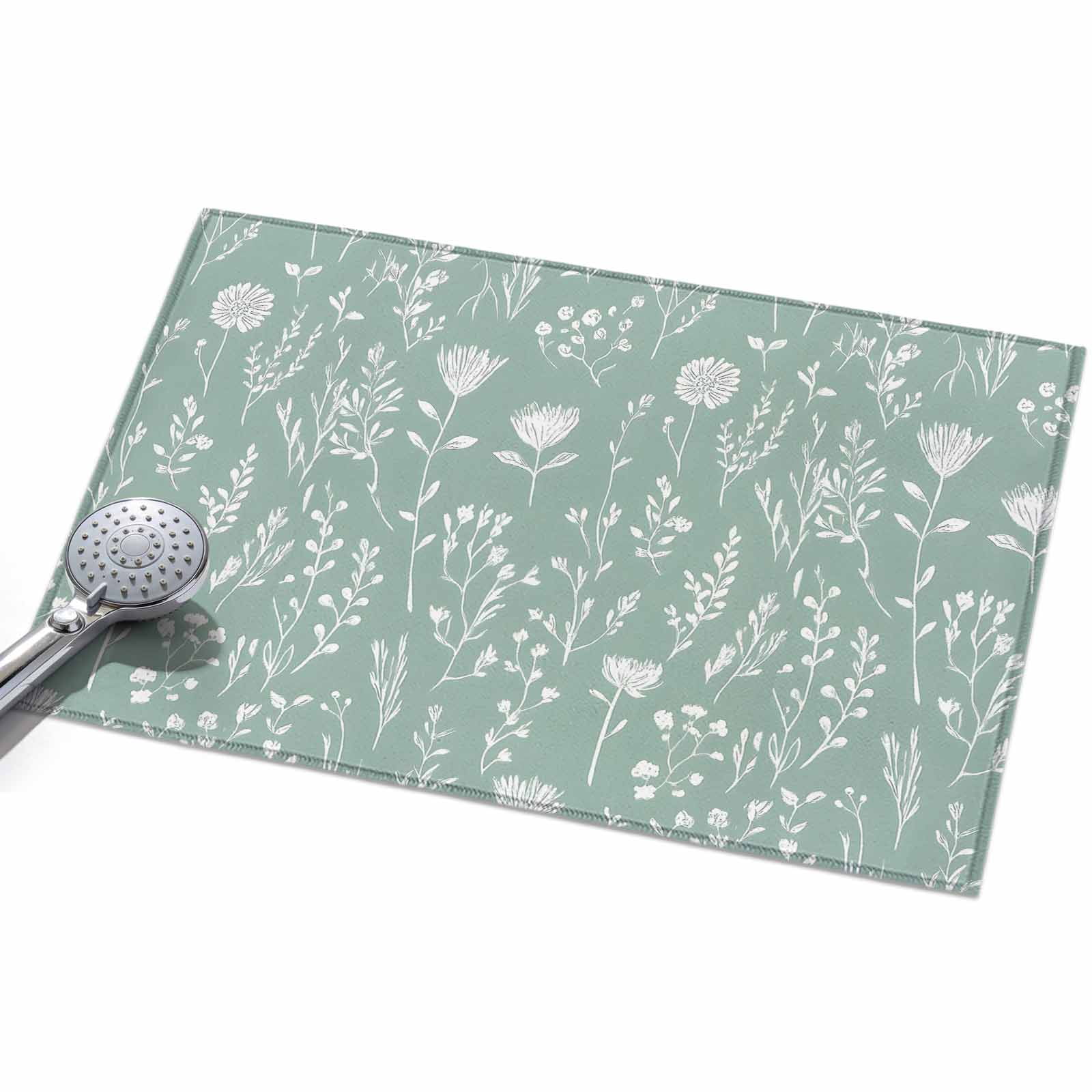 Area Rug 2x3ft White Flowers Washable Area Rugs for Living Room Green ...